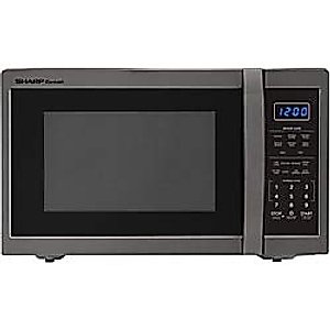 Sharp Carousel 1.4 Cu. Ft. 1100W Countertop Microwave Oven in Black Stainless Steel