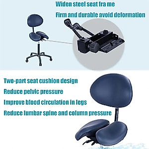 SFKLYU Adjustable Saddle Stool Ergonomic Saddle Stool Chair Split Style Saddle Seat Chair Backrest with Ankle for Home Office Dental Clinic,B