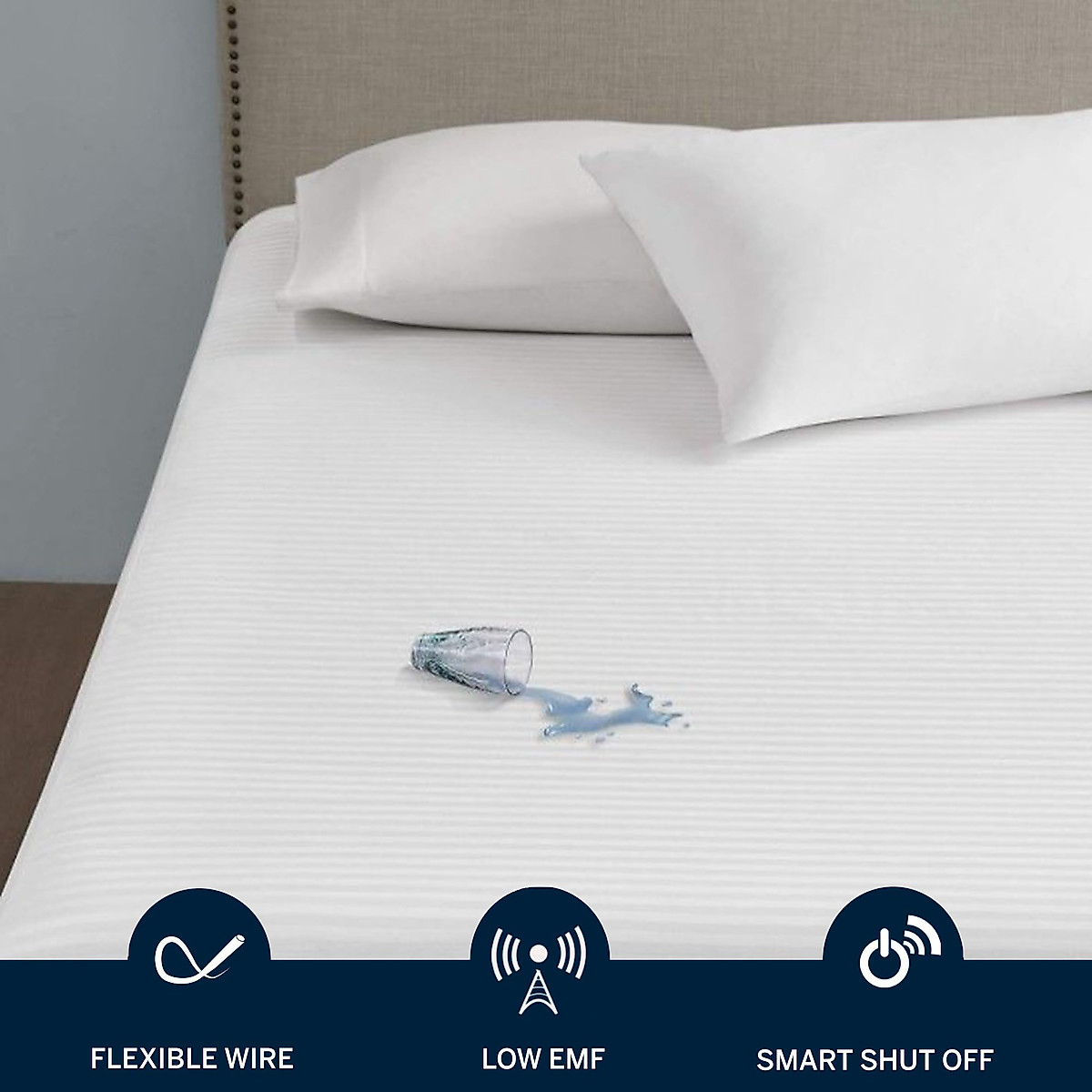 Serta Waterproof Heated Mattress Pad, Electric Bed Warmer with 10 Heat Settings, Auto Shut Off Timer, ETL Certified Electric Mattress Pad, Elastic Deep Pocket, Machine Washable, White Twin XL