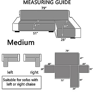 JIABOLANG Double Side L Shape Couch Cover Sectional Sofa Covers Set Chaise Couch Cover Slip Covers for Sofas Couches Sectional Furniture Protector Cover (Medium,Grey)