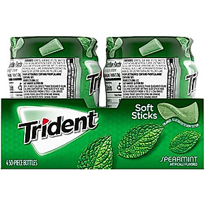 Trident Unwrapped Spearmint Sugar Free Gum, 4 Bottles of 50 Pieces (200 Total Pieces)