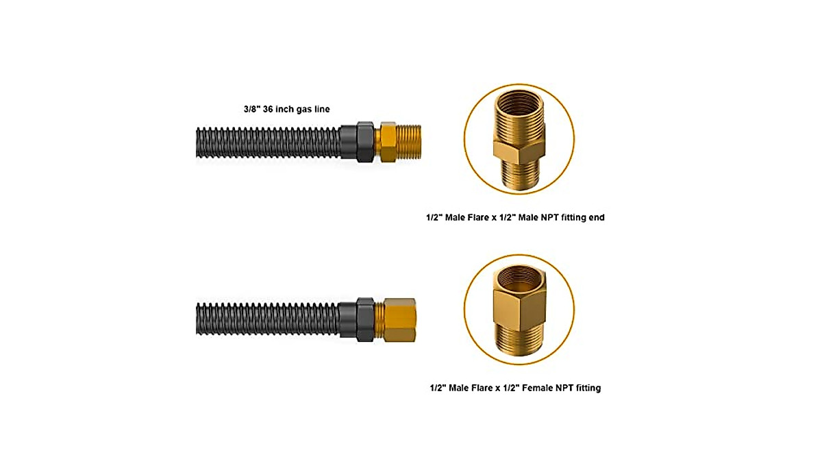 AJinTeby Flexible Gas Line Connector - 18 Inch Kit