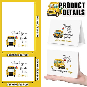 Motiskyy 36 Pack School Bus Driver Thank You Cards Back to School Bus Driver Greeting Cards School Bus Driver Appreciation Gifts Thank You for Keeping Me Safe Bus Driver for Graduation Retirement