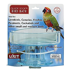 Lixit Quick Lock Bird Cage Bath for Lovebirds, Canaries, Finches, Parakeets, and Cockatiels and Other Small to Medium Feathered Friends (Pack of 2)