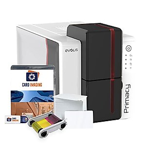 Evolis Primacy 2 Dual Sided ID Card Printer & Supplies Bundle Badge Machine (PM2-0025-A)