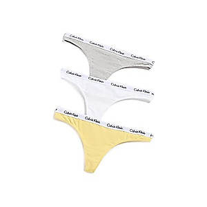 Calvin Klein Underwear Women's Carousel Thong Pack, Lime/White/Grey Heather-925, XL