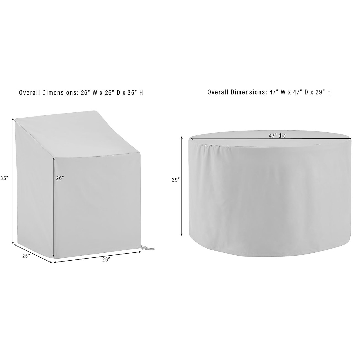 Crosley Furniture Patio Furniture Covers, Waterproof 5-Piece Cover Set for Round Outdoor Dining Sets, Gray