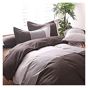 DACUDA Bedding Sets Simple Striped Beding Set 3 Pieces Luxury Printed Duvet Cover Set Modern Stylish Soft Microfiber Quilt Cover (B US)