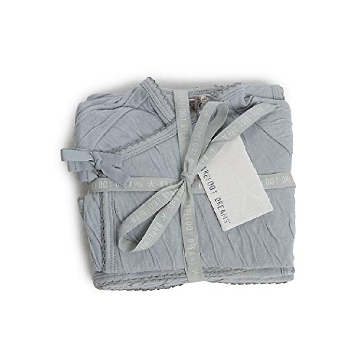 Barefoot Dreams Bundle Infant 4-Piece Set with Swaddle Blanket, Hat, Long-Sleeve Shirt, Pants, 100% Cotton Blue Sky