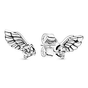 PANDORA Sparkling Angel Wing Stud Earrings - Elegant Earrings for Women - Great Gift for Her - Made with Sterling Silver & Cubic Zirconia