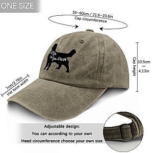Dog Mom Women's Baseball Cap for Dog Lover Life is Golden Hat Fashion Distressed Baseball Cap Golden Retriever Gift(One Size, Life is Golden Khaki)