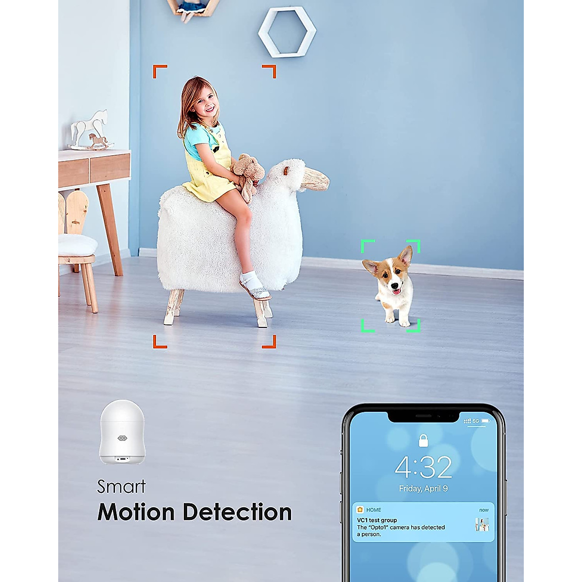 VOCOlinc Indoor Security Camera, 1080P Camera, Camera for Home Security/Baby Monitor/Pets, Pan/Tilt IP Camera with Night Vision, 2-Way Audio, Works with Apple Home HomeKit ONLY