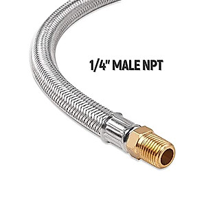 GASPRO 15-Inch RV Propane Hose with Gauge, Stainless Braided Camper Propane Hose for 5-40lb Propane Tanks and Two-Stage Propane Regulator, 1/4-Inch Male NPT x QCC-1, 2-Pack