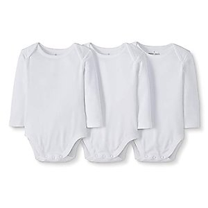 Moon and Back by Hanna Andersson Unisex Babies' Organic Cotton Long-Sleeve Bodysuits, Pack of 3, White, 6-12 Months
