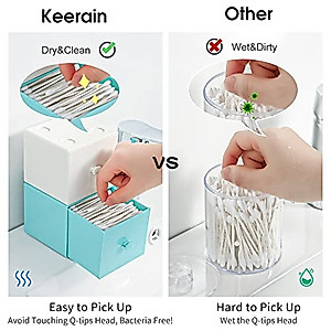 Qtips Holder Bathroom set Organizer and storage for Countertop,black q tip holder Drawer Organizer for Cotton Ball, Cotton Swab box,q-tip Cotton Round Pads holder, Floss pick dispenser (White)