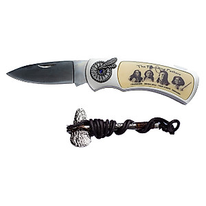 TRENDY ZONE 21 Founding Fathers Folding Pocket Knife with Embossed Dream Catcher I Tomahawk Pendant on a Leather-Thread I Packed Inside an Artistic Box |Closed Knife Length- 4" | Open Knife Length– 7”