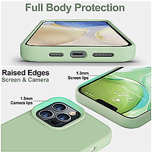 Vooii Compatible with iPhone 13 Pro Case, Liquid Silicone Full Body Protective Case with [Anti-Scratch] [Soft Microfiber Lining] [Camera Protective Case] for iPhone 13 Pro 6.1 inch, Matcha