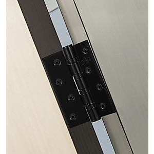 WANLIAN 4" Matte Black Ball Bearing Door Hinges,3 mm Thick Stainless Steel,Solid Square Corner Heavy-Duty for Exterior & Interior Doors, with Mounting Screws (2 Pack)