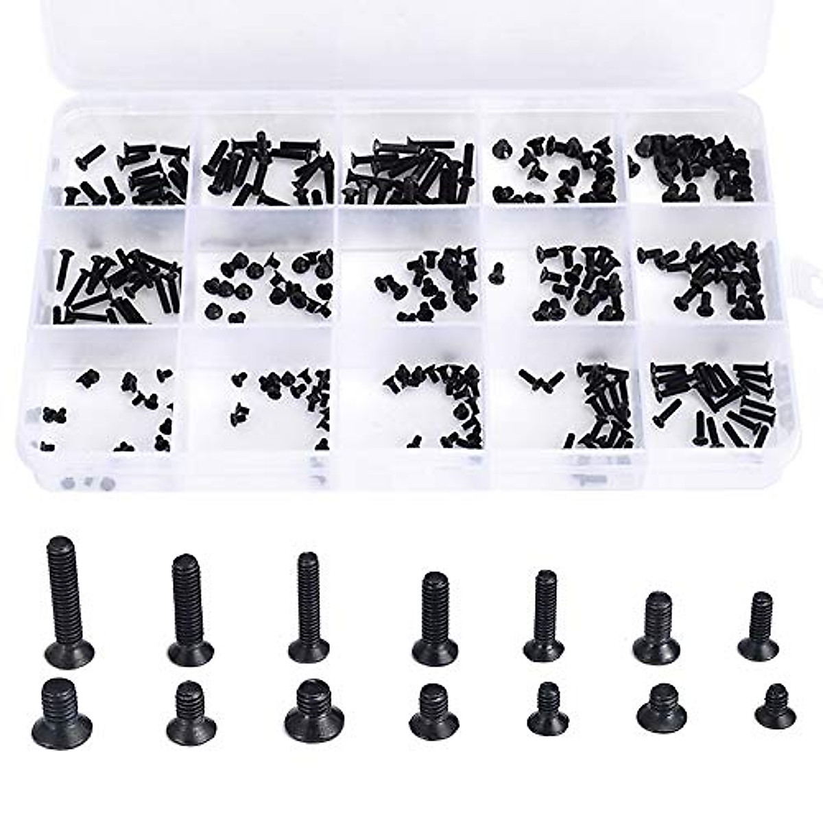 Ochoos 300PCS New Notebook Computer Repair Screw Parts Black Metal Laptop Screws Tool Combination Kit M2 M2.5 M-3