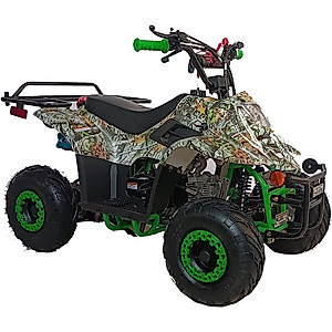 110cc ATV for kids youth children small ATV 4 Wheeler Gas ATV Quad LED lights Matching Rims (Camo color)