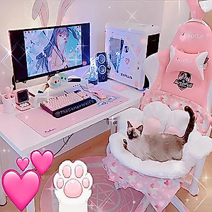 Ditucu Cat Paw Cushion Kawaii Chair Cushions 27.5 x 23.6 inch Cute Stuff Seat Pad Comfy Lazy Sofa Office Floor Pillow for Gaming Chairs Room Decor White