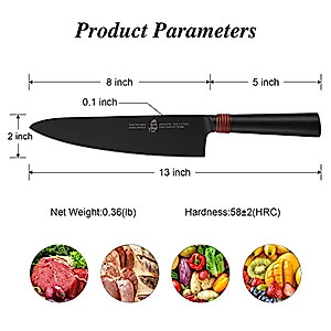 TUO Japanese Chef Knife Professional Chefs Knife 8 inch, AUS-8 Steel Kitchen Knife for Home Restaurant, Ergonomic Pakkawood Handle with Sheath and Gift Box