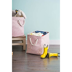 DII Polyester Container with Handles, Keeping Score Storage Bin, Large, Pink Sorbet