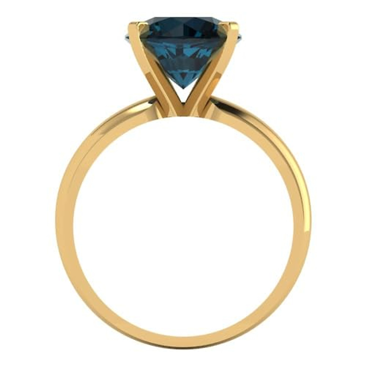 Clara Pucci 2.50ct Round Cut Solitaire Natural London Blue Topaz Engagement Bridal Promise Anniversary Ring in 18K Yellow Gold 5.25