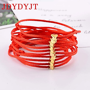 YJT Heart Wish Bracelet/Anklet That Fall Off Make A Wish Red String Bracelets for Women Teen Girls Handmade Jewelry Adjustable 7" to 11.8", 10 pc