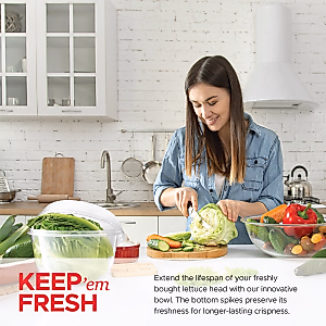 Tafura Lettuce Keeper for Fridge, Lettuce Crisper, Vegetable Saver with Cover, Lettuce Storage Container with Lid, Crisp and Fresh Greensaver, Salad Saver Box.