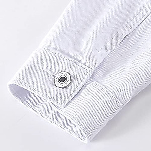 Ladyful Women's Casual Jean Jacket Distressed Ripped Denim Jacket Coat with Pockets