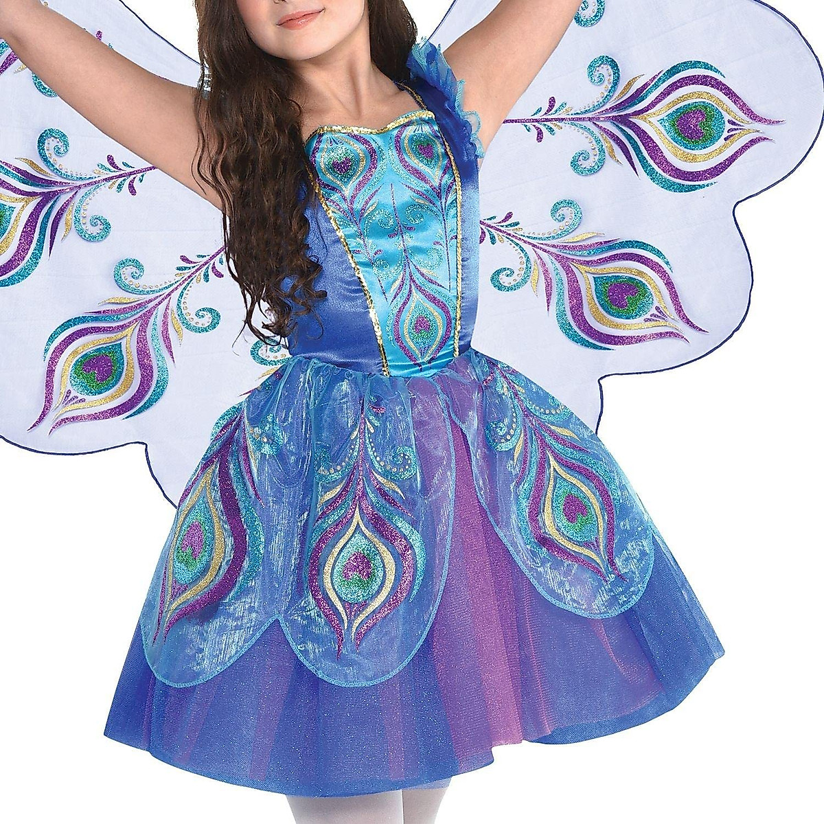 Peacock Dress Halloween Costume for Girls, Medium, with Included Accessories, by Amscan