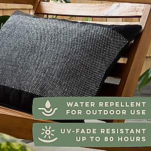 TOWN & COUNTRY TERRA Alara Indoor/Outdoor Decorative Pillow, 14"x20", Black/Ivory