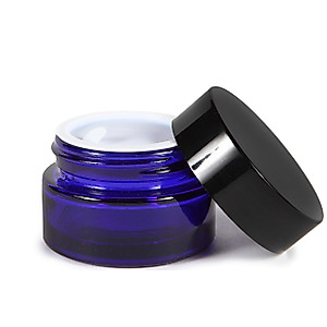 Vivaplex, 12, Cobalt Blue, 15 ml, Round Glass Jars, with Inner Liners and black Lids