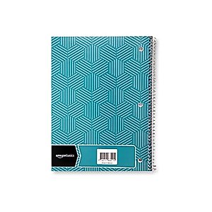 Amazon Basics College Ruled Wirebound Spiral Notebook, 70 Sheet - 5-Pack, Assorted Sunburst Pattern Colors