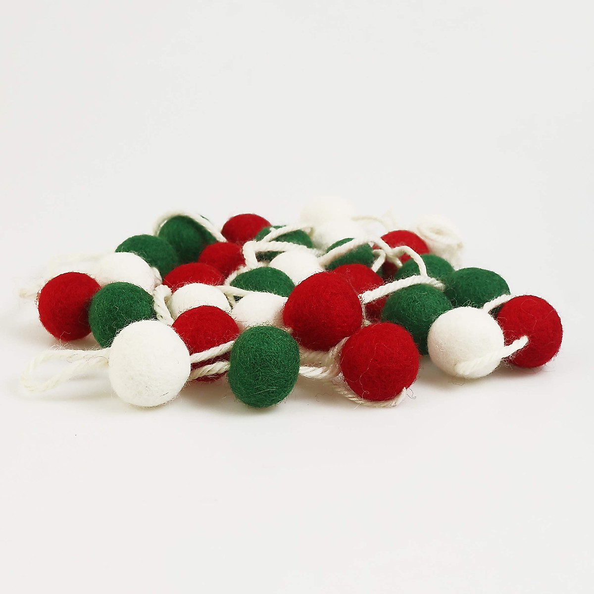 60 Balls Christmas Felt Ball Garlands - Christmas Decorations - Christmas Pom Pom Garlands for Christmas Tree- Xmas Holiday Indoor Outdoor Home Office Hanging Decor - Xmas Decorations- 25mm