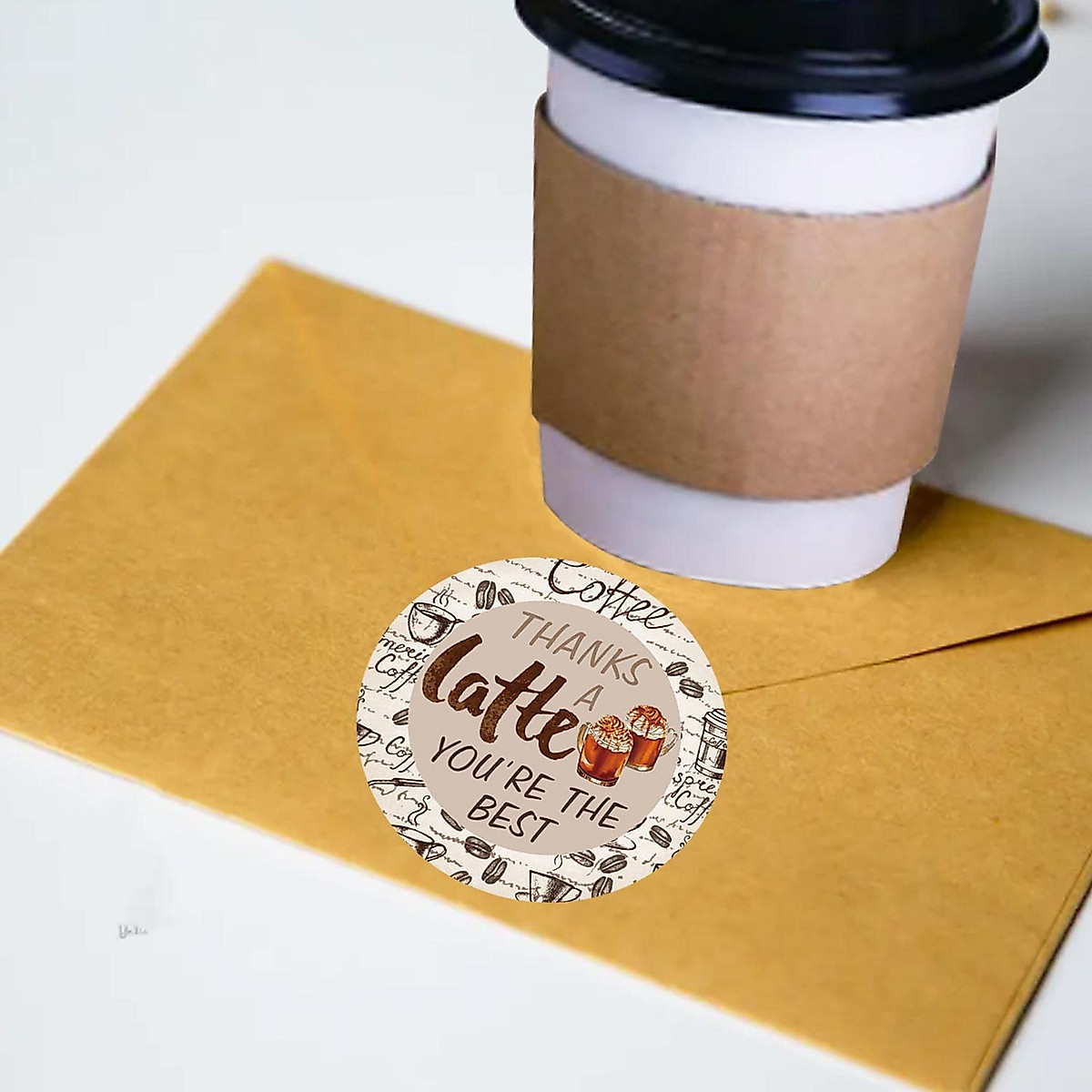 Thanks A Latte Christmas Coffee Themed Thank You Labels 2 Inch You are The Best Coffe Theme Customer Appreciation Stickers for Small Businesses Envelope Seals,Goodie Bags 500 Pcs Per Roll