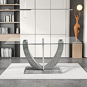 67" Rectangular Glass Dining Table - Tempered Glass Kitchen Table - Big Modern Glass Dining Room Table for 6-8 Person,Modern Clear Dining Glass Top Thick 0.39" for Living Room & Kitchen