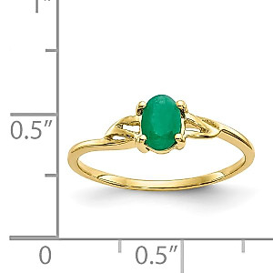 IceCarats 10K Yellow Gold Green Emerald Ring Gemstone Band May Birthstone Jewelry Size 7