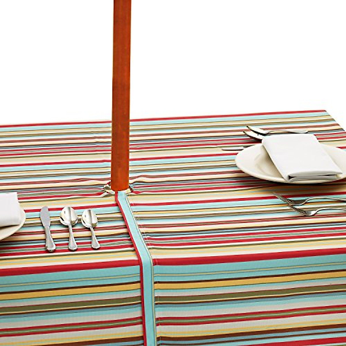 DII Summer Stripe Outdoor Collection Tabletop, Tablecloth, 60x84" w/Zipper (CAMZ34858)