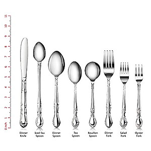 New Star Foodservice 58857 Rose Pattern, 18/0 Stainless Steel, (60 Piece Flatware Set)