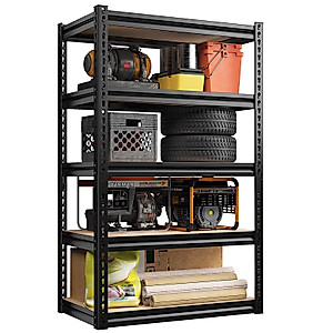 REIBII Storage Shelves 5 Tier Garage Shelving Load 1520LBS Garage Storage Shelves, Shelving Units and Storage Adjustable Heavy Duty Shelving Utility Rack Shelf for Pantry 59.8" H x 27.6" W x 11.8" D