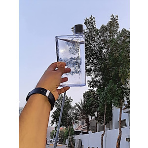 MosBug Clear Reusable Slim Flat Water Bottle 420ML abs Portable - Fits in Pocket &Random Corner.for School,Sports, Travel, Dining Time