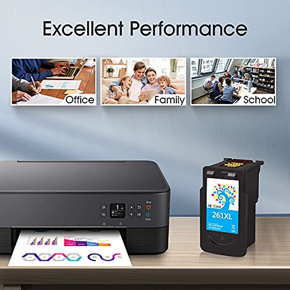 H&BO TOPMAE Remanufactured Ink Cartridge Replacement for Canon 261XL 261 XL CL-261 XL Ink High Page Yield to use with Canon TS5320 TS6420 TR7020 Printer (1 Color)