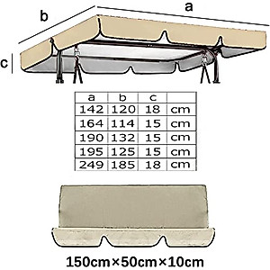 XYQSBY Seat/Roof Replacement for Garden Canopy Swing 2/3 Seater, Canopy Swing Chair Cover Replacement Set, Waterproof Anti-UV 210T Silver Coated Polyester Taffeta (Color : Blue, Size : 142×120×18CM)