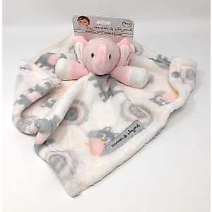 Blankets and Beyond Baby Plush Elephant Security Blanket Pink/White/Grey Nunu