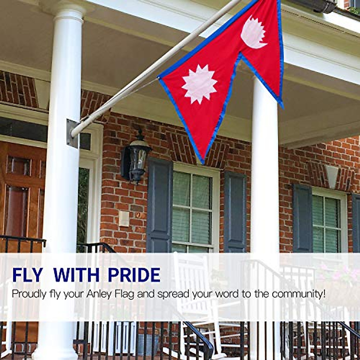 ANLEY Fly Breeze 2x3 Foot Nepal Flag - Vivid Color and Fade Proof - Canvas Header and Double Stitched - Nepalese Flags Polyester with Brass Grommets 2 X 3 Ft