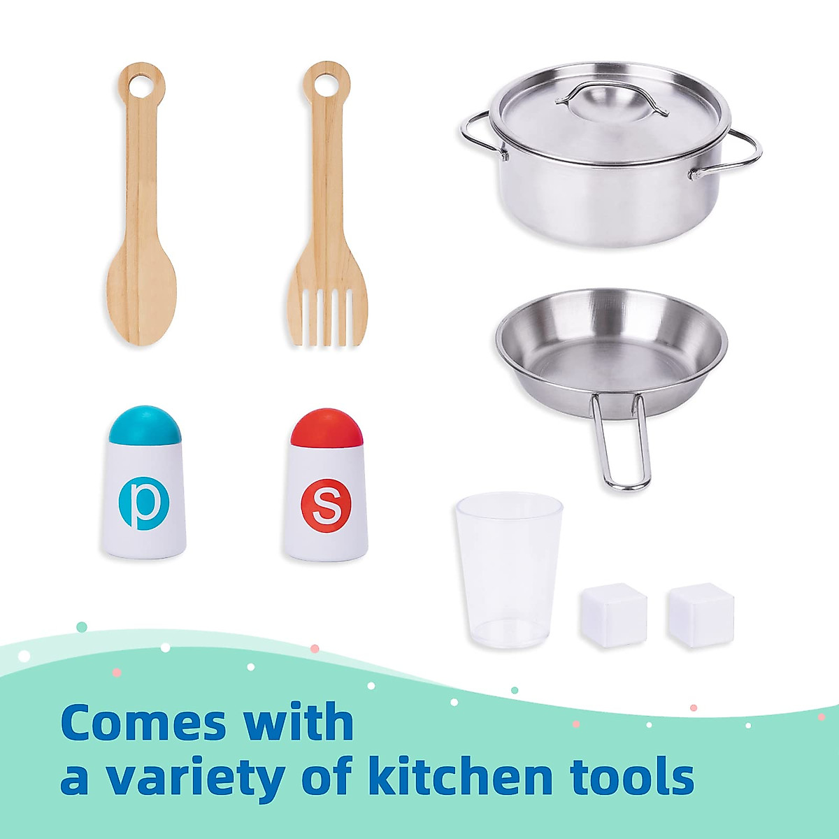 TOOKYLAND Kids Kitchen Playset, Wooden Chef Play Kitchen for Toddler with sink,oven,range Hood,stove,ice maker and microwave, Prefect Kitchen Toys for Toddlers as Gift