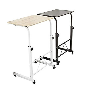 Artiss Wooden Adjustable Height Mobile Computer Desk Student Dorm Multifunctional Folding Table Bedside Desk Laptop Desk Table - (Color: White)