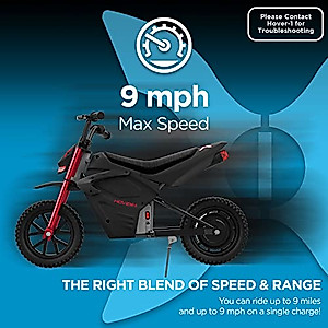 Hover-1 E-Track Electric Dirt Bike | 9MPH Top Speed, 9 Mile Range, 4HR Quick Charge,12.5" Air-Filled Tires, 120LB Max Weight, 2.25ft Tall, UL Certified & Tested - Safe for Kids & Teens, Red